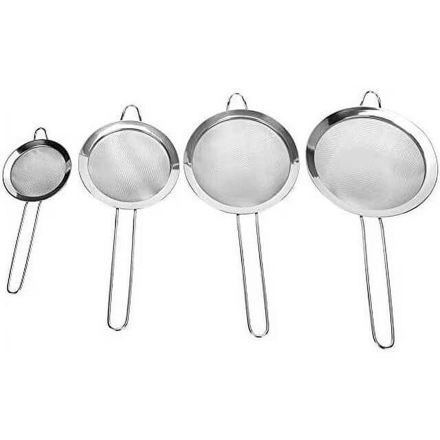 Stainless Steel Fine Mesh Oil Strainer Flour Sifter Sieve Kitchen Set ...