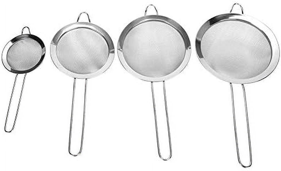Fine Mesh Stainless Steel Strainers 4Pcs/Set Stainless Steel Handheld ...