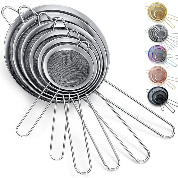 Fine Mesh Strainer 6 Pieces Set, Flour Sifter For Baking, Stainless ...