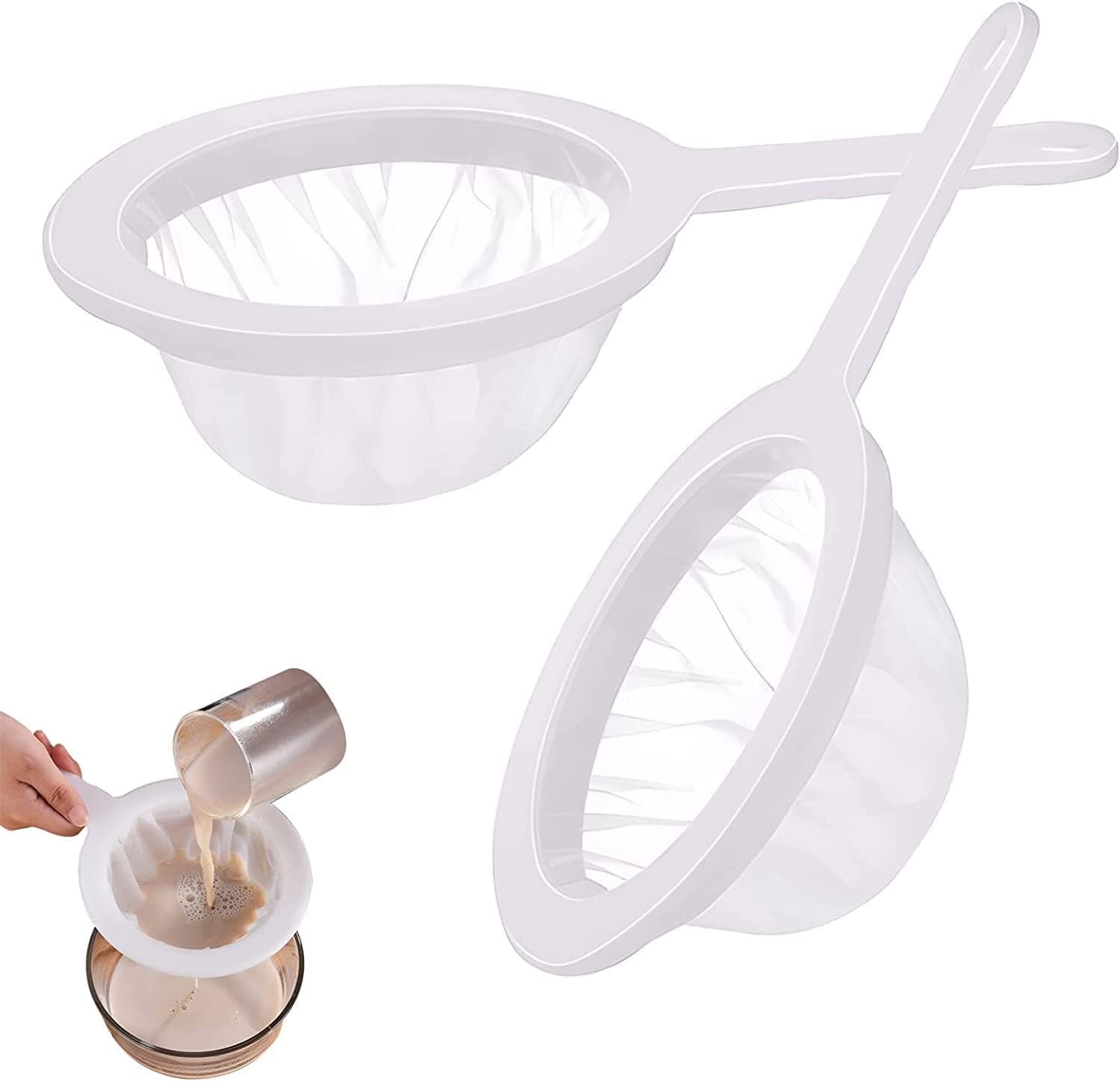 Fine Mesh Strainer,Happon 2 Pcs Nylon Mesh Strainer with Handle, Small ...