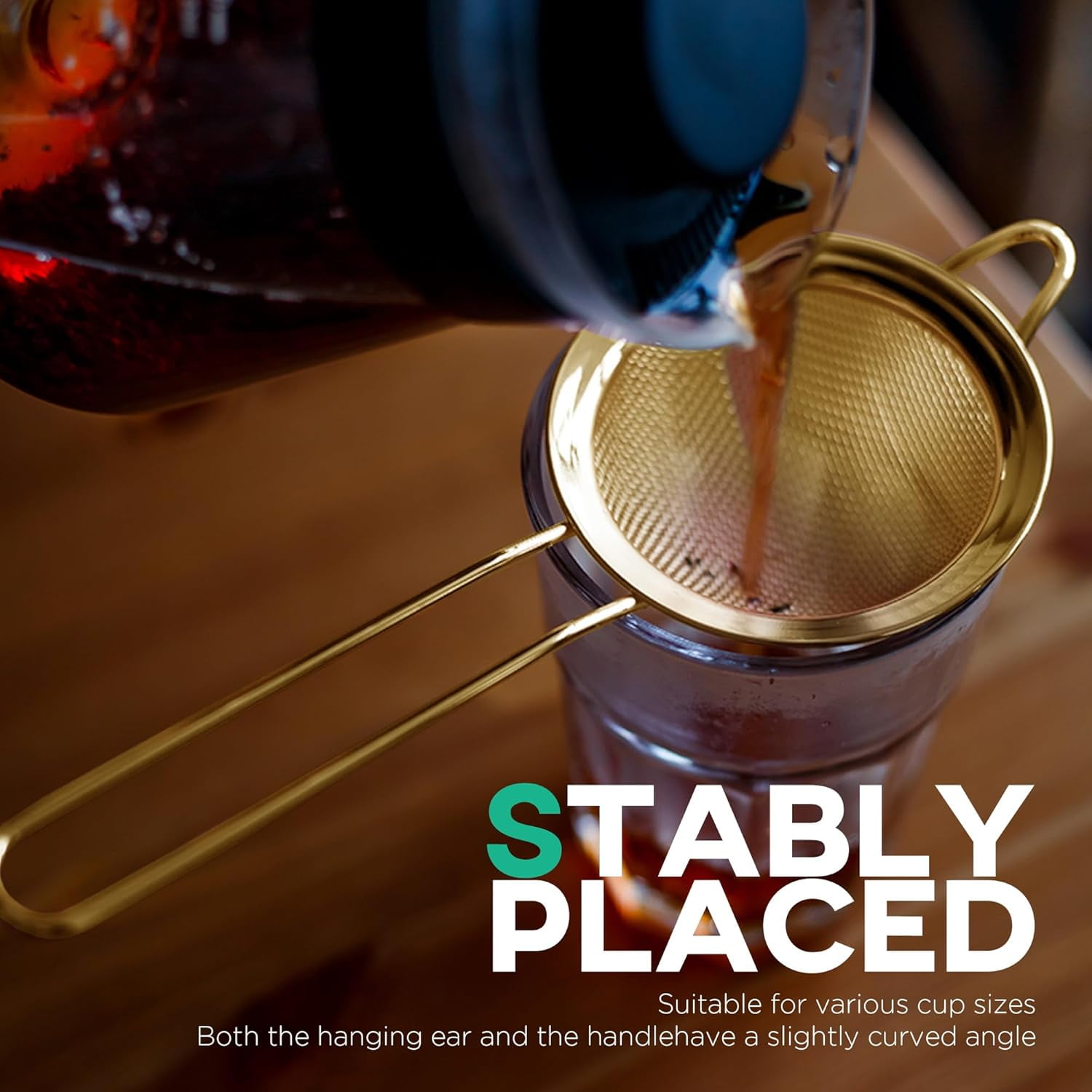 Fine Mesh Strainer for Kitchen, 304 Stainless Steel Cocktail Sieve ...