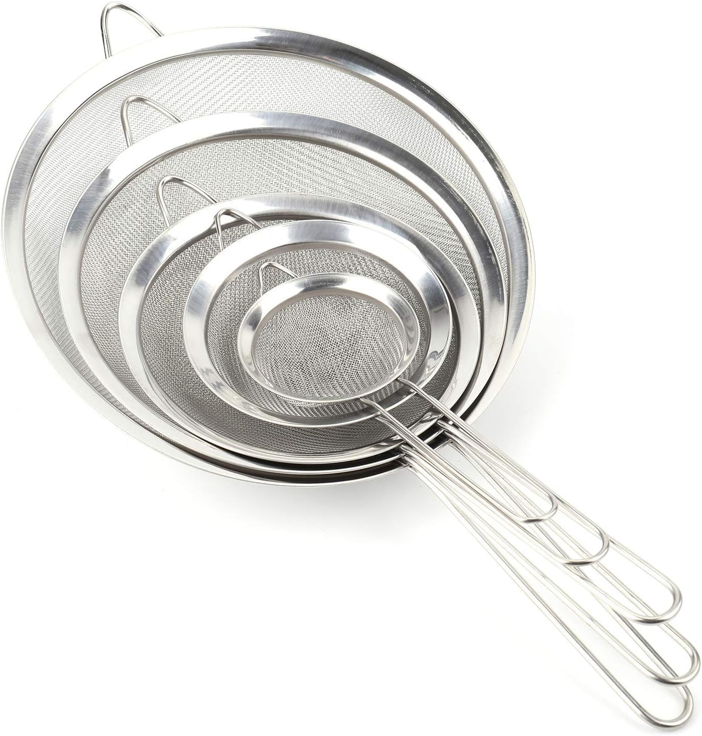 Fine Mesh Strainer Set, Stainless Steel Sieves For Fast Draining, With ...