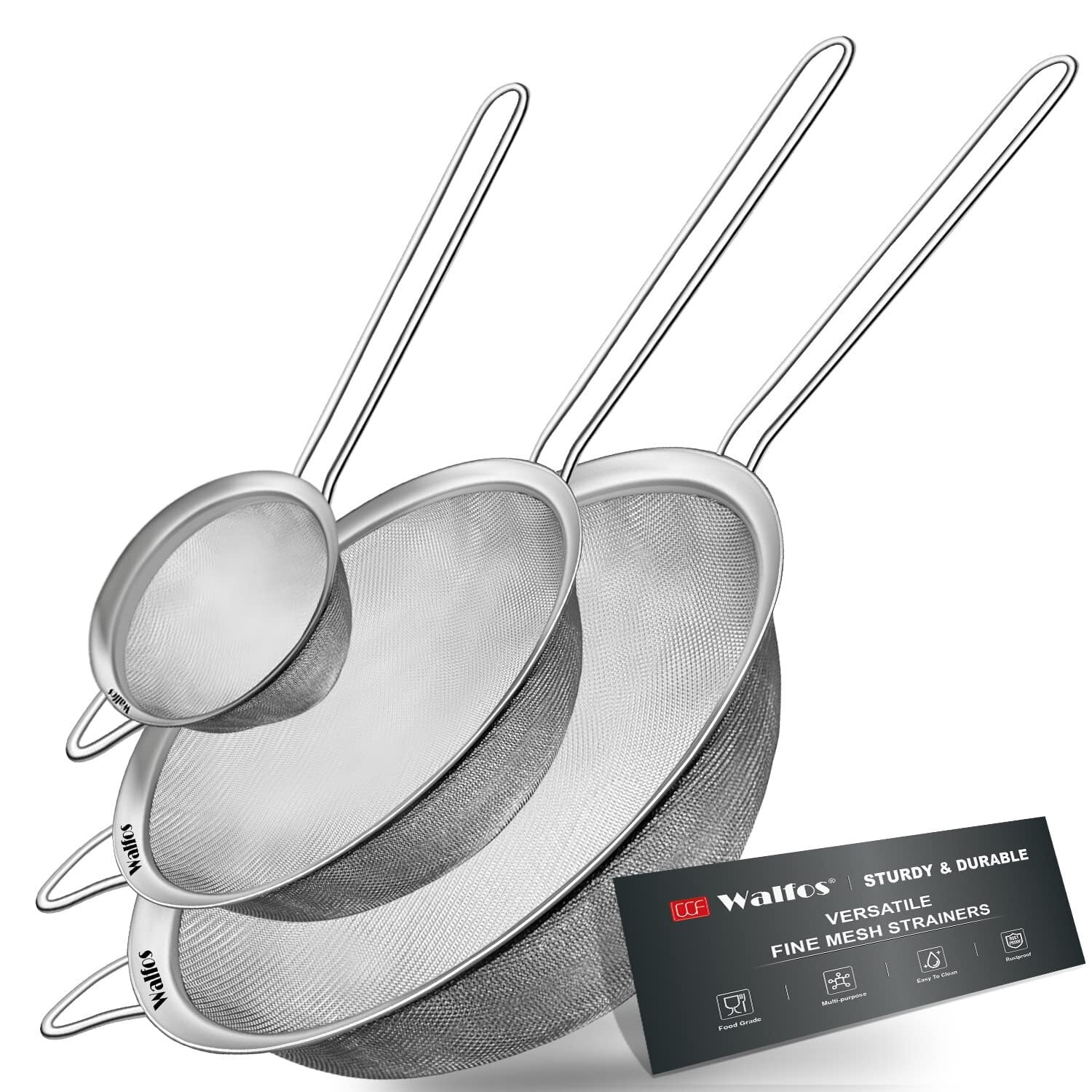 Fine Mesh Strainer Set of 3, Stainless Steel Wire Strainers - Walmart.com