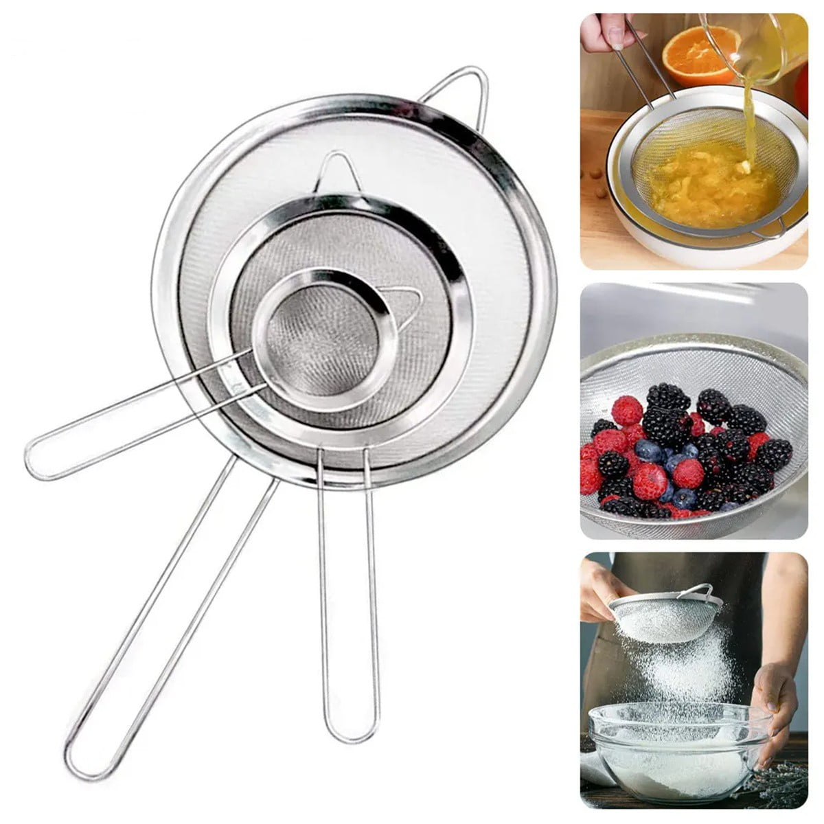 Fine Mesh Strainer, Stainless Steel Wire Strainer, Metal Sifter, Sieve ...