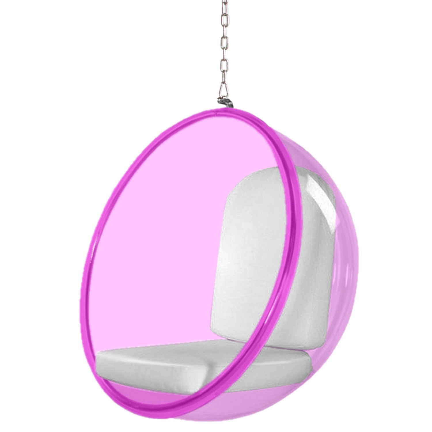 Fine Mod Imports Bubble Hanging Chair Pink Acrylic, White-Color:White ...