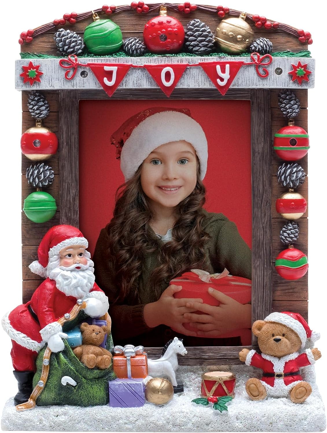 Fine Photo Gifts Christmas Decor 5" x 7" Joy and Santa Claus Resin ...
