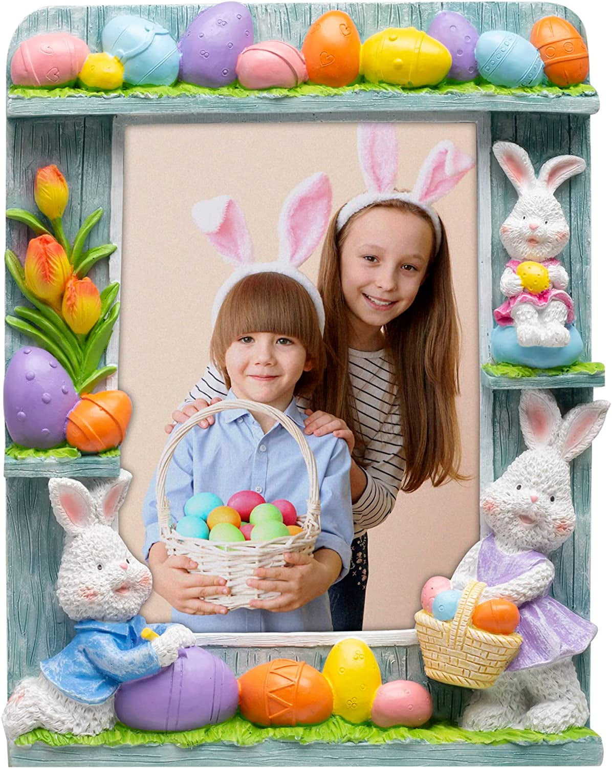 Fine Photo Gifts 5x7 Bunnies and Eggs Resin Easter Picture Frame ...