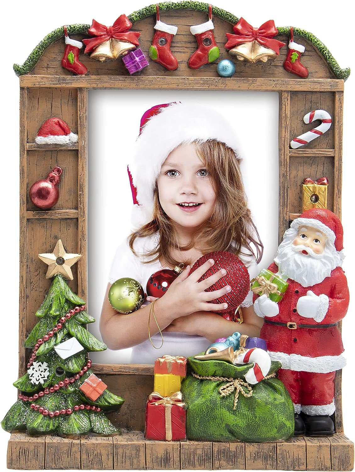 Fine Photo Gifts Santa Christmas Resin Picture Frame, 5x7 Light Up XMAS ...