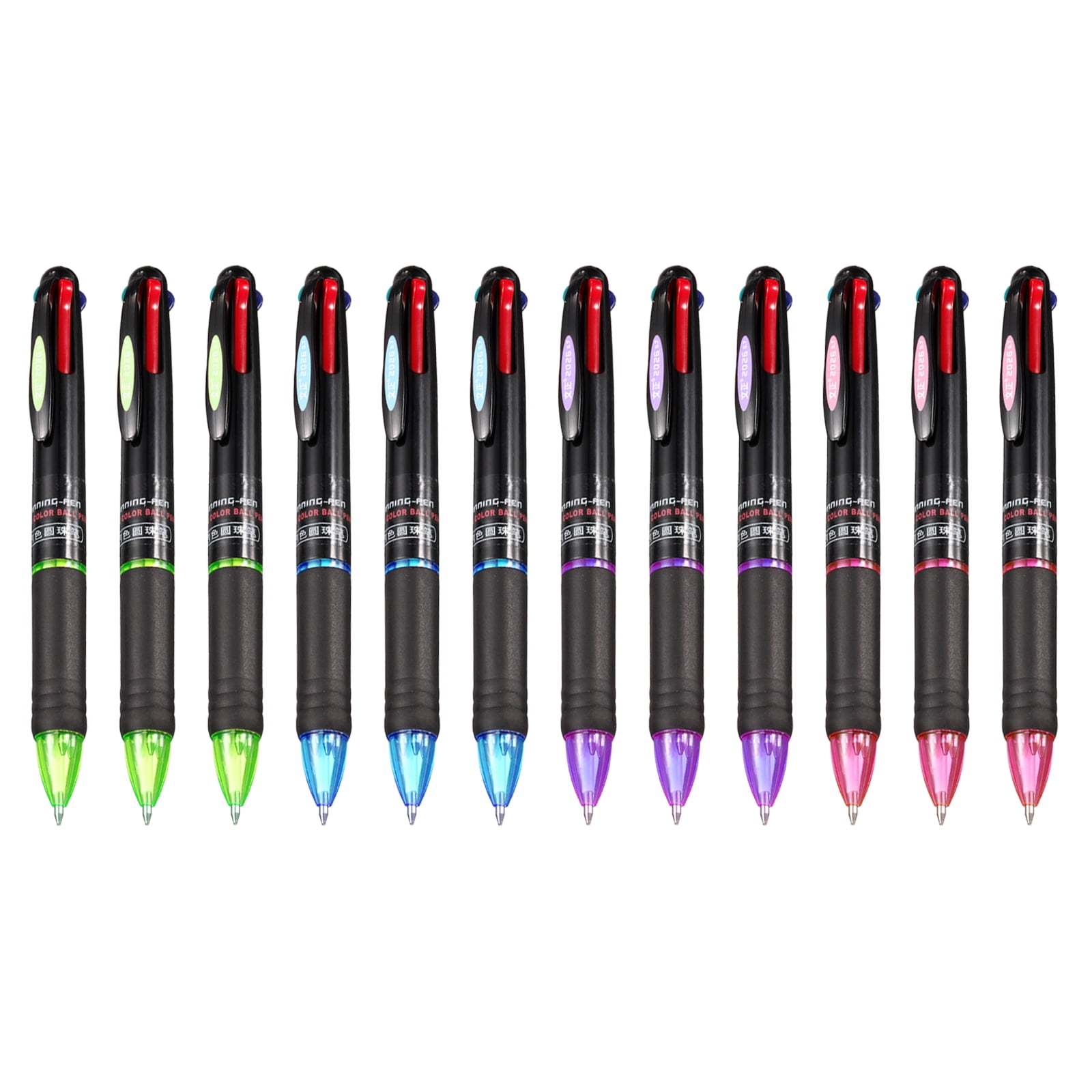 Fine Point 0.7mm 4 Colors Ink Retractable BallPoint Pens, Black 12 Pack ...
