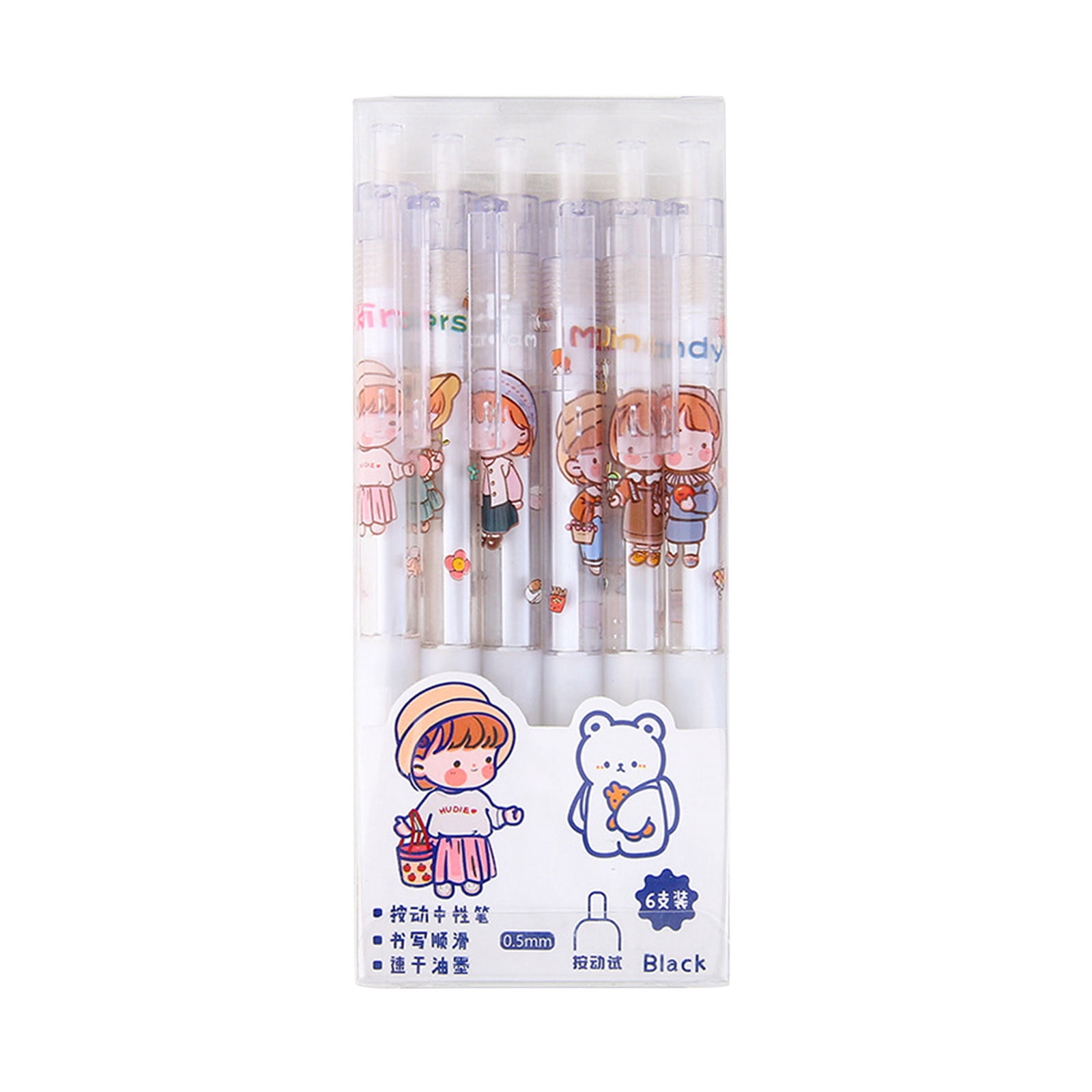 Fine Point Gel Pens: 0.5mm Retractable Black Ink 6ct Smooth Writing No ...