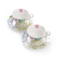 Tea Cup and Saucer Set of 6 (12 pieces), Floral Tea Cups, 8 Oz.Bone China Porcelain - Walmart.com