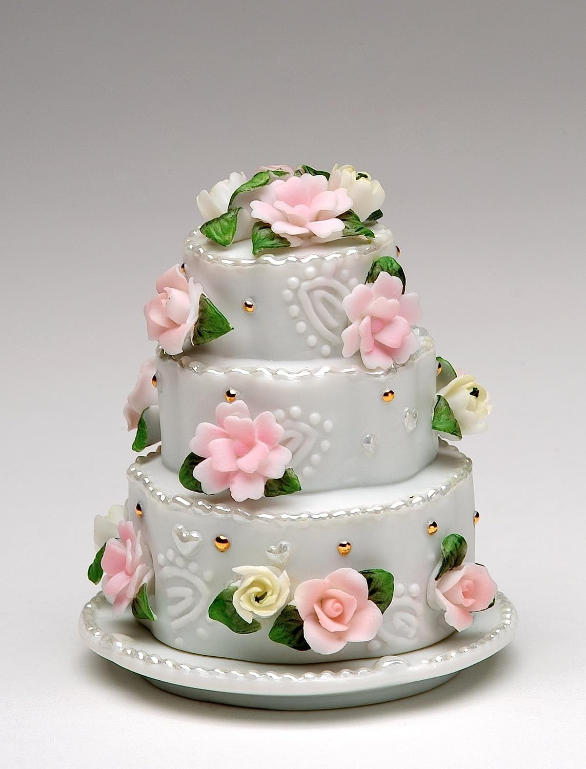 Fine Porcelain Lacy Icing Rose Mini Cake Trinket Keepsake Box, 3" H ...