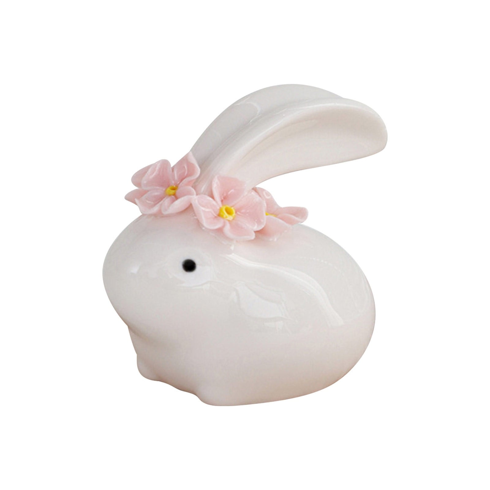 Fine Porcelain Spring Easter Bunny Rabbit with Flower Figurine,Mini ...