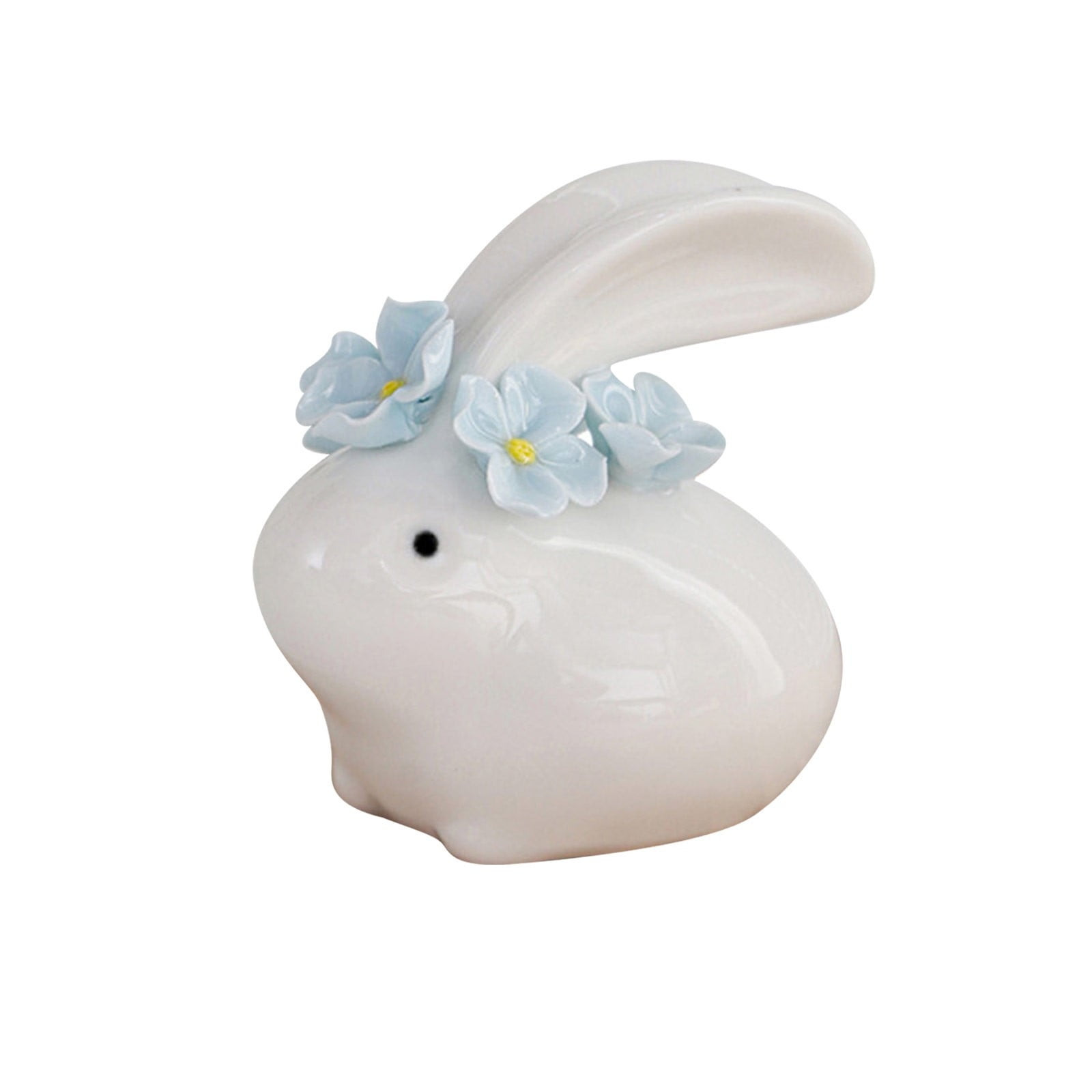 Fine Porcelain Spring Easter Bunny Rabbit with Flower Figurine,Mini ...