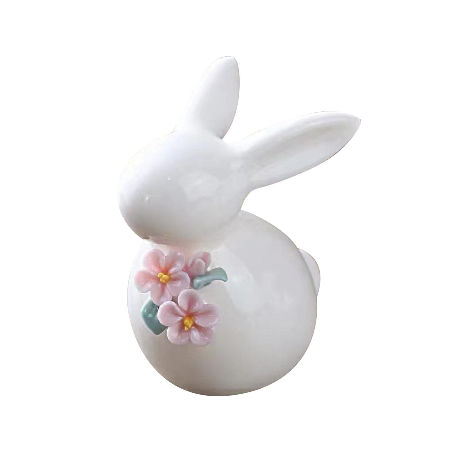 Fine Porcelain Spring Easter Bunny Rabbit with Flower Figurine,Mini ...
