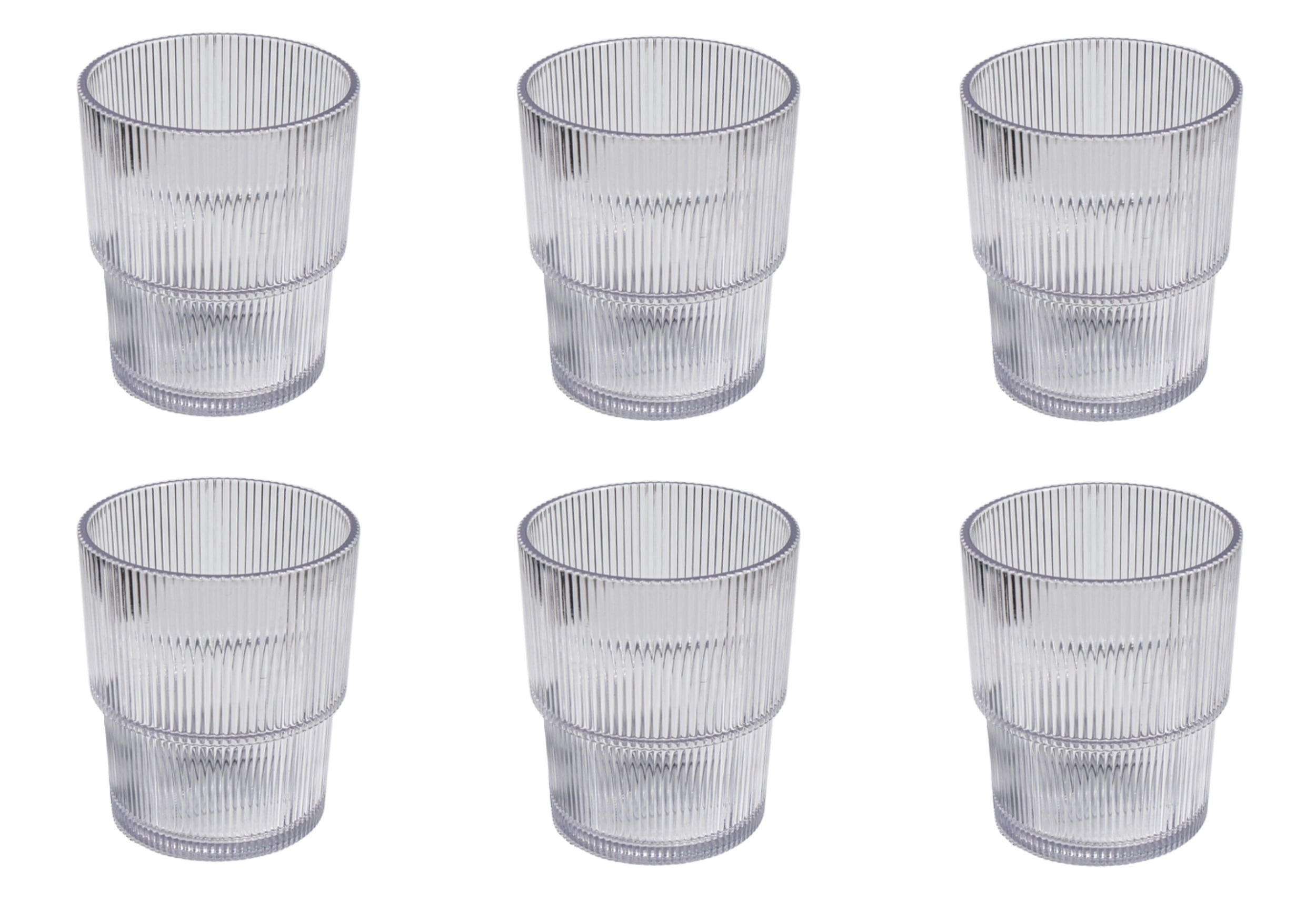Fine Ribbed Acrylic Drinking Glass - Clear - 16 oz - Set of 6 - Walmart.com