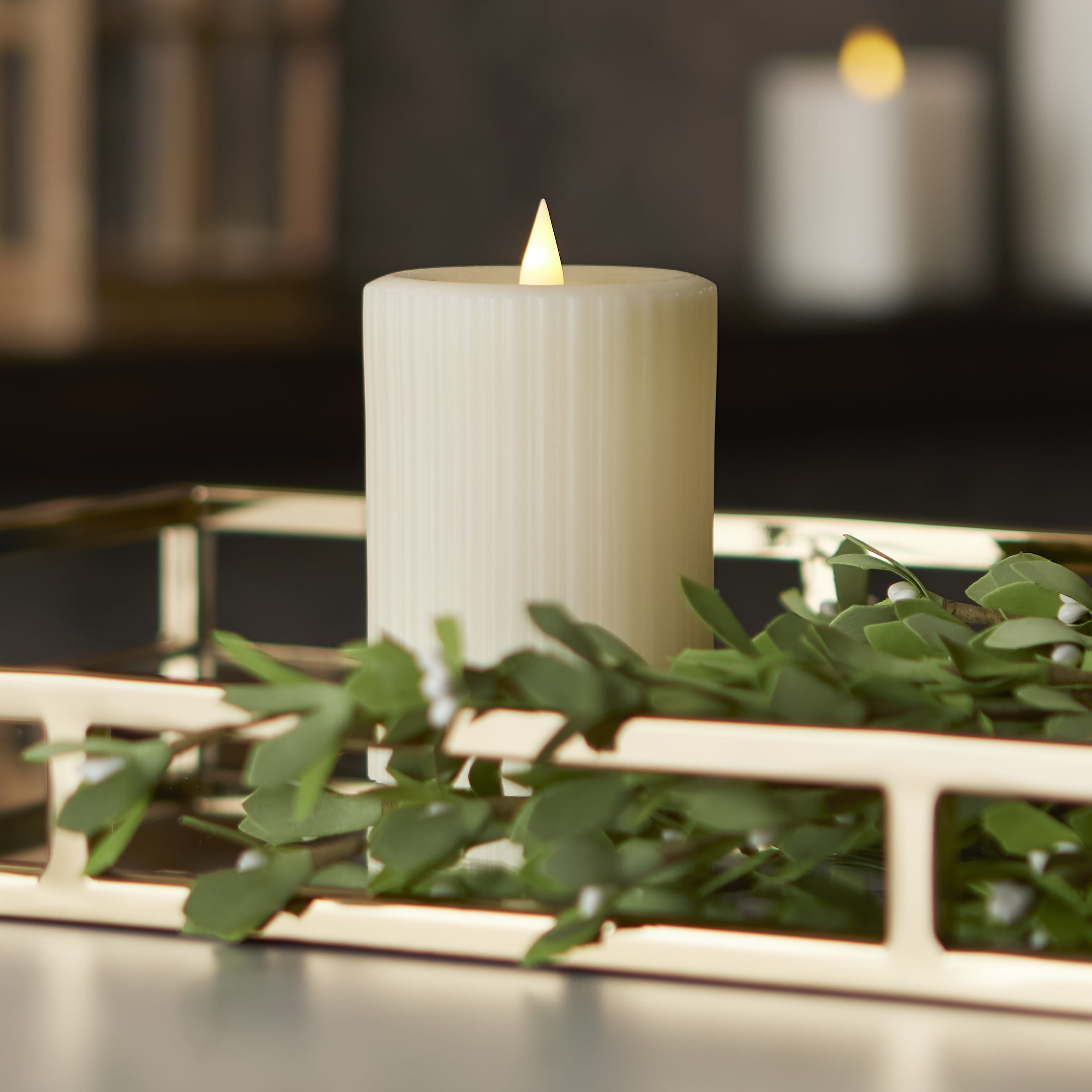 Fine Ribbed Motion Flameless Candle 3x5 Ivory - Walmart.com