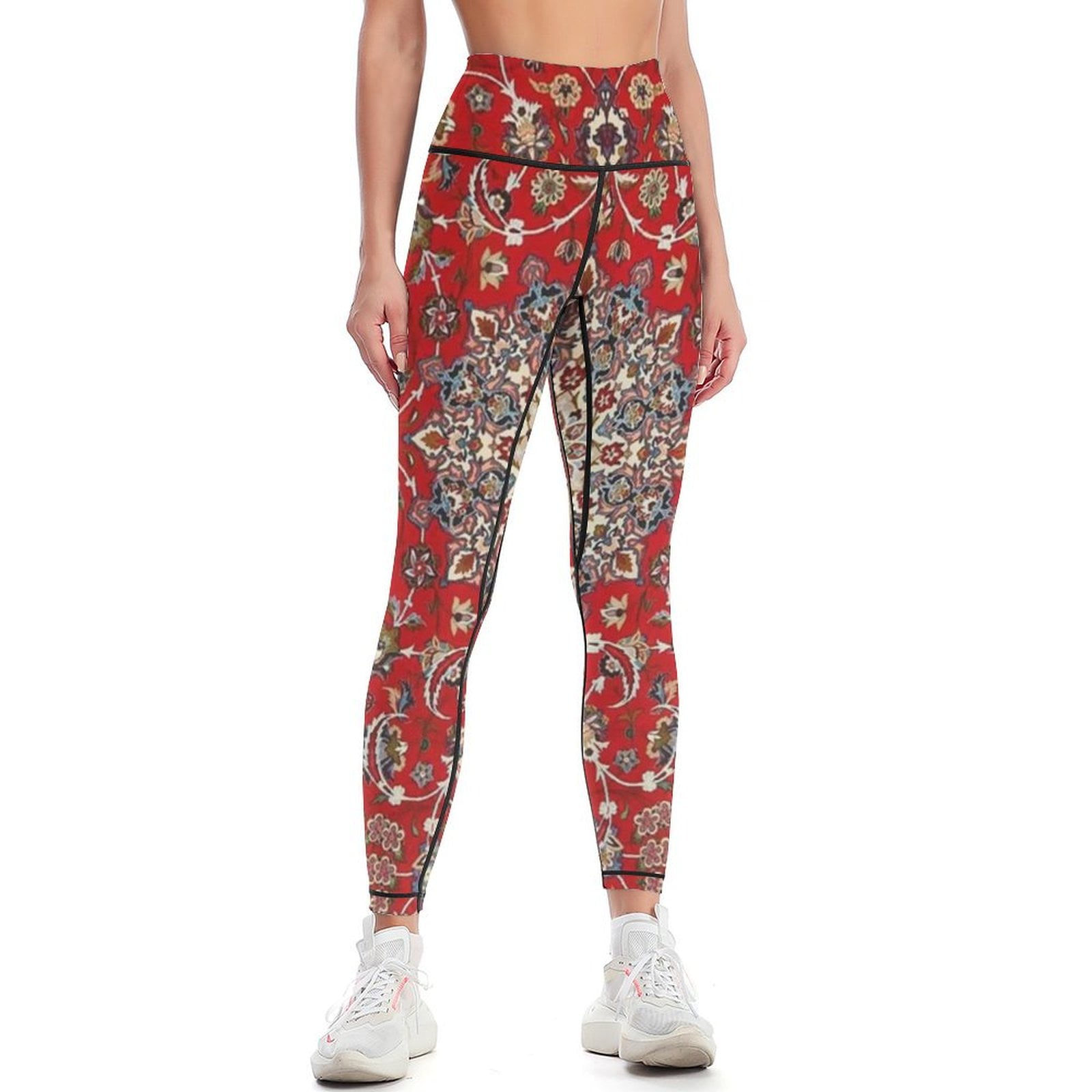 Fine Silk & Wool Isfahan Persian Rug Print Leggings Fitness's gym ...