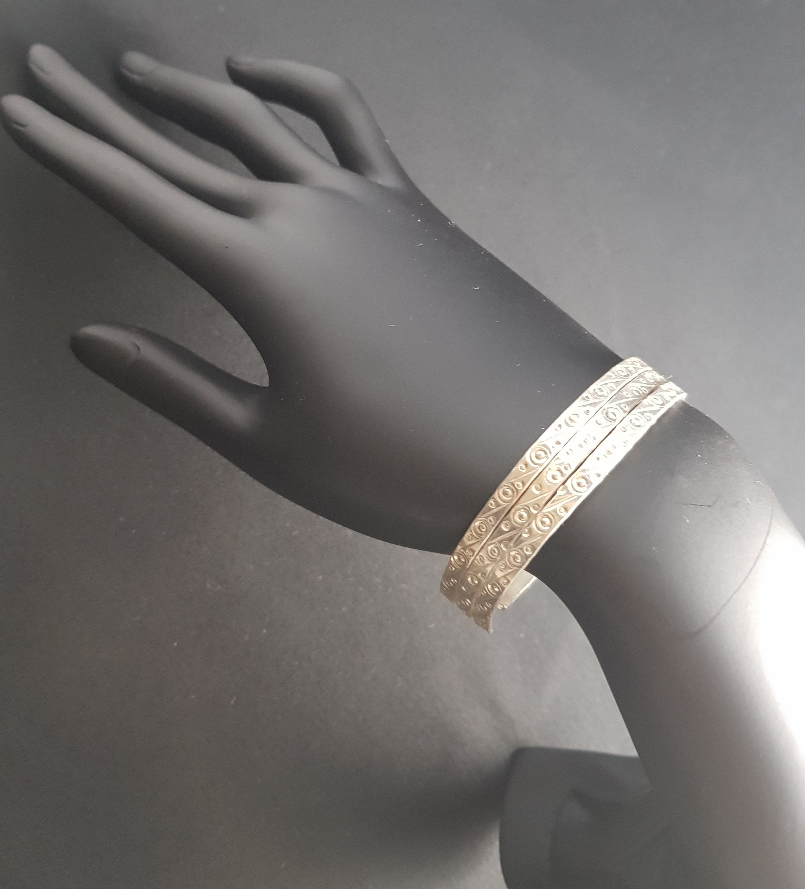 Fine Silver Adjustable Hammered Cuff / Bangle / Bracelet / Wristlet in ...