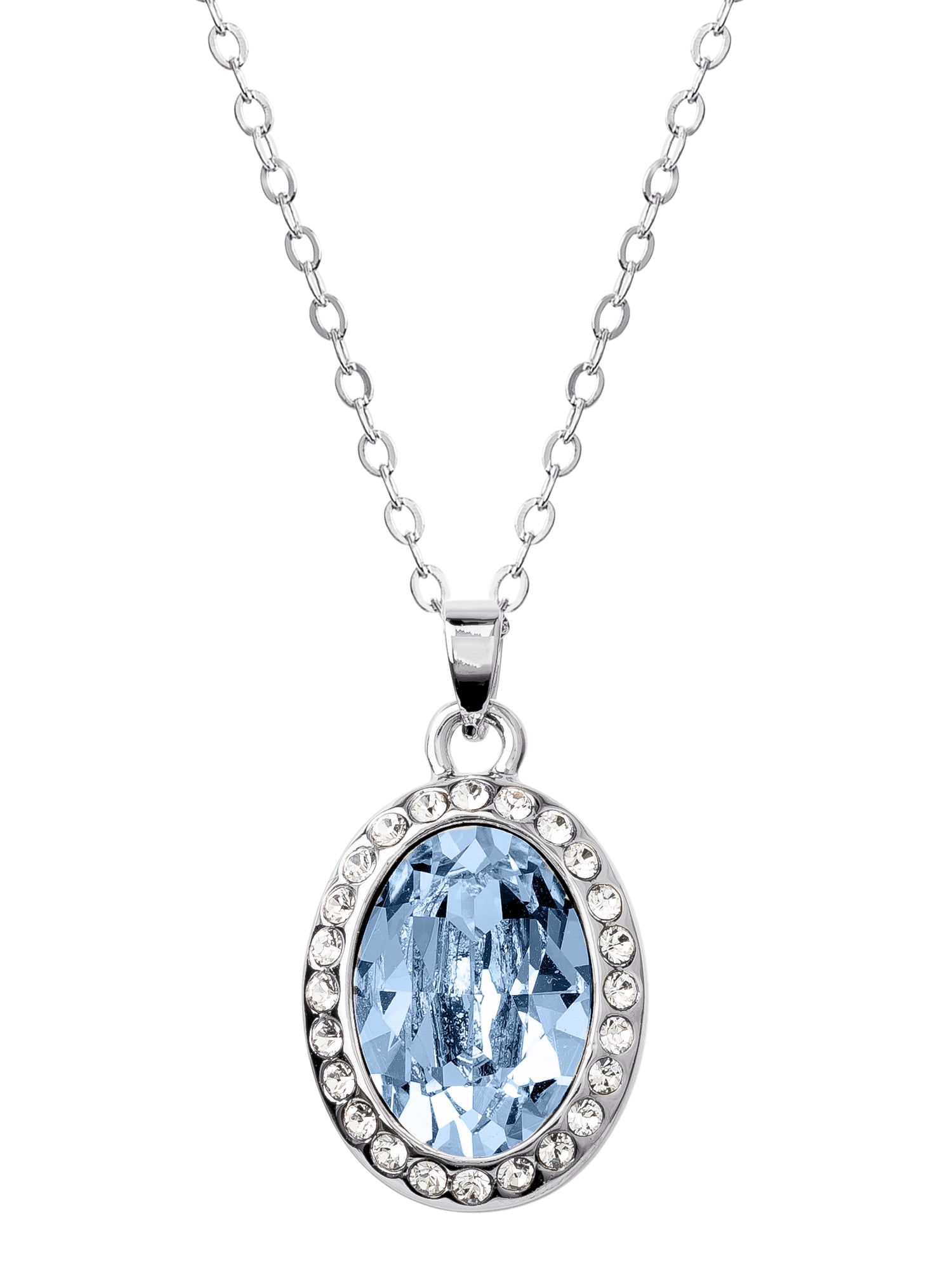 Believe by Brilliance Women's Fine Silver Plated Oval Light Blue ...