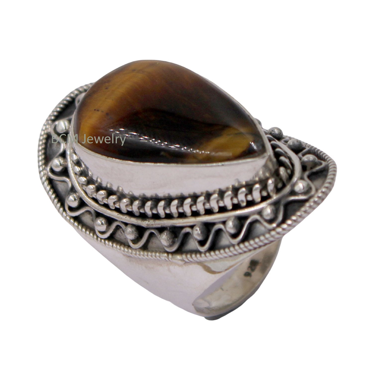 Fine Silver Tiger Eye Ring for Women Handmade in Jaipur - Walmart.com