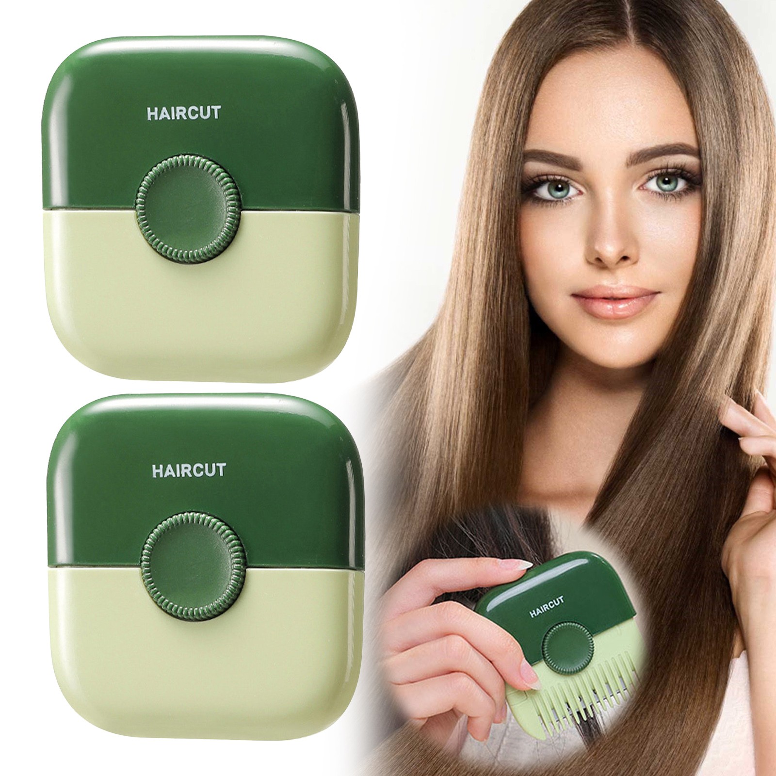 Fine and Wide Tooth Hair Barber Comb, 2 in 1 Hair Trimmer Split End ...