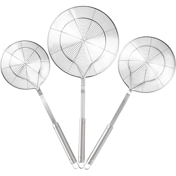 Fine mesh sieve and spider spoon set of 3 pieces, stainless steel ...
