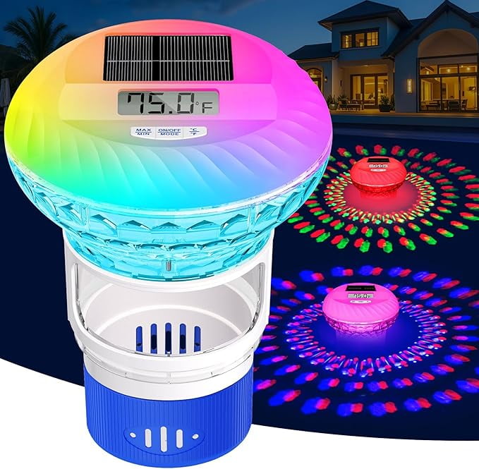 FineBud2025 Upgrade Pool Chlorine Floater with Thermometer Digital ...