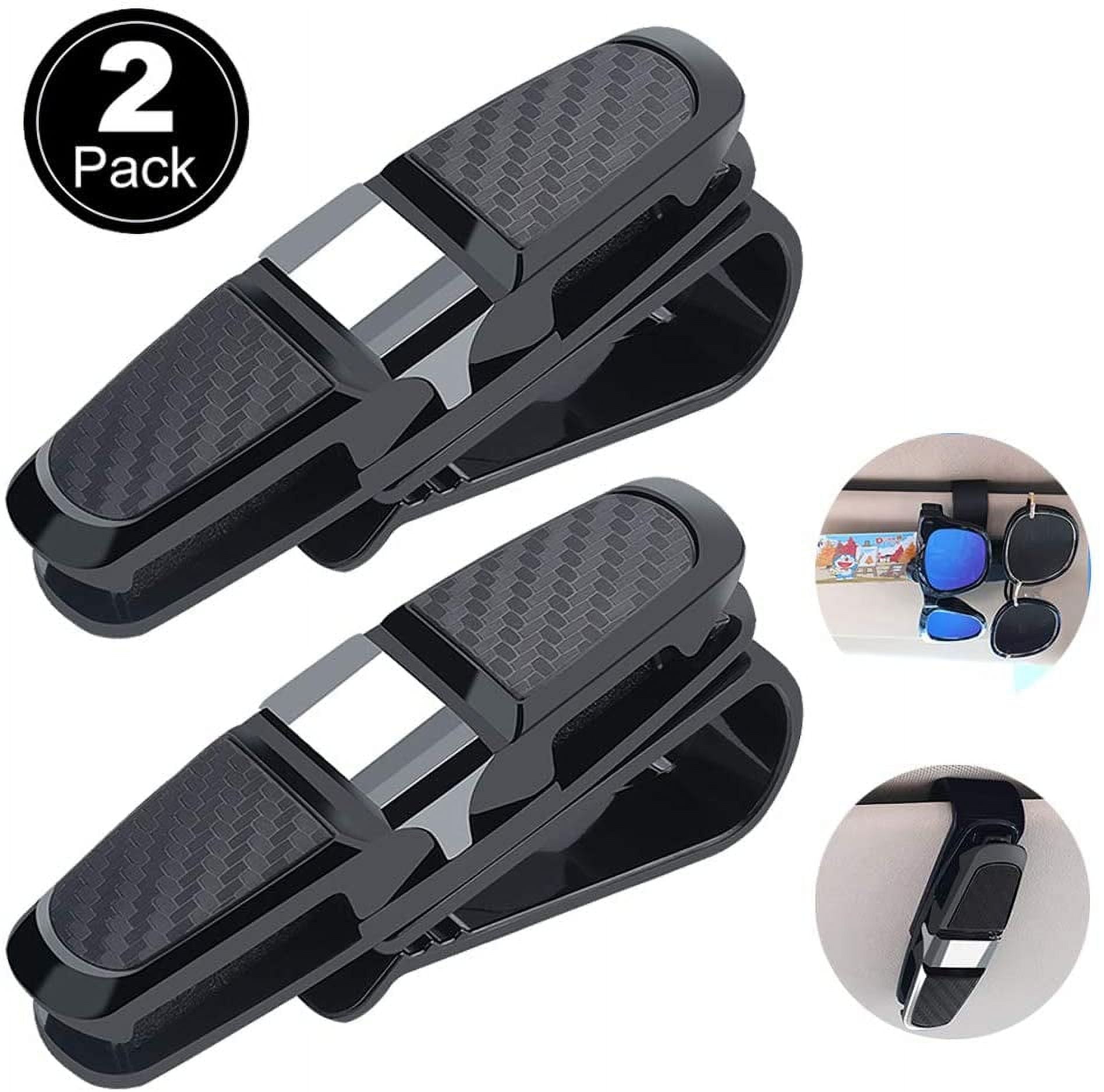 FineGood 2 Pack Glasses Holder for Car Sun Visor, Sunglasses Eyeglass ...