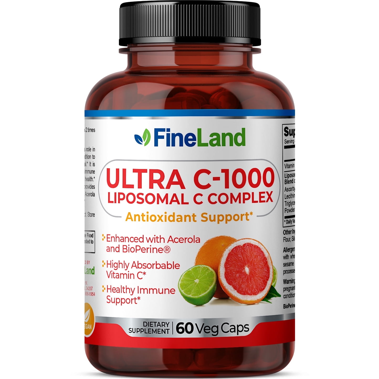 FineLand Ultra C-1000 Complex, Liposomal Vitamin C, Immune Support, 60 ...