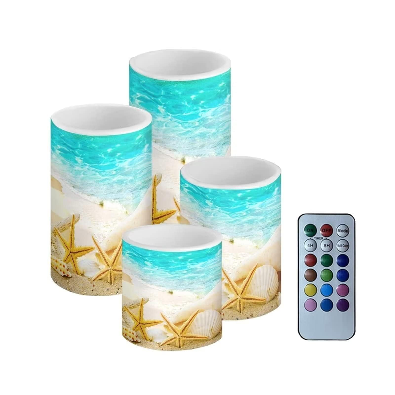 Finecombuy Shell Beach Blue Flameless Led Candles Bulk with Timer ...