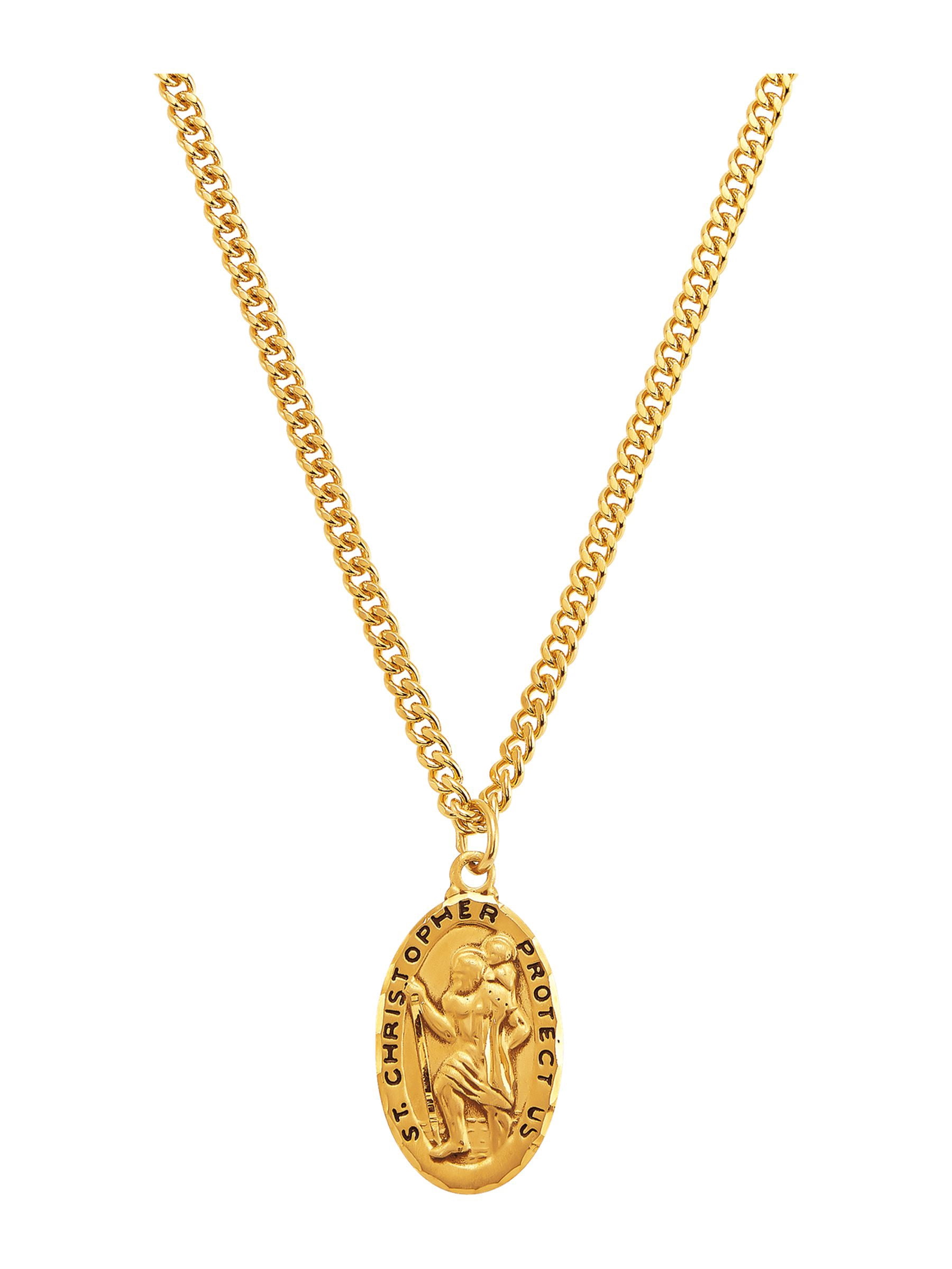Finecraft St.Christopher Medallion Necklace in Gold-Plated Sterling ...