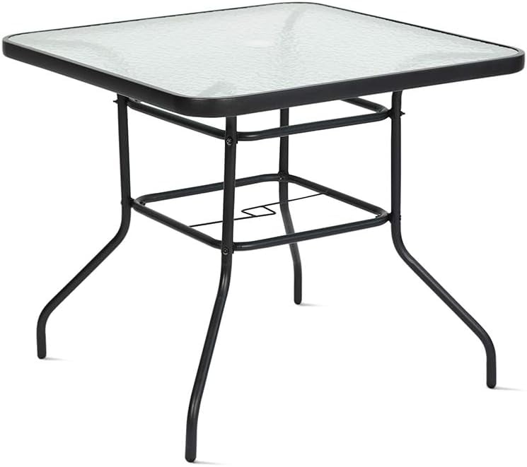 Finefind 32" x 32" Outdoor Dining Table Tempered Glass Table Patio ...