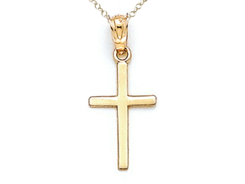 Finejewelers 14k Yellow Gold Small Polished Cross Pendant Necklace ...