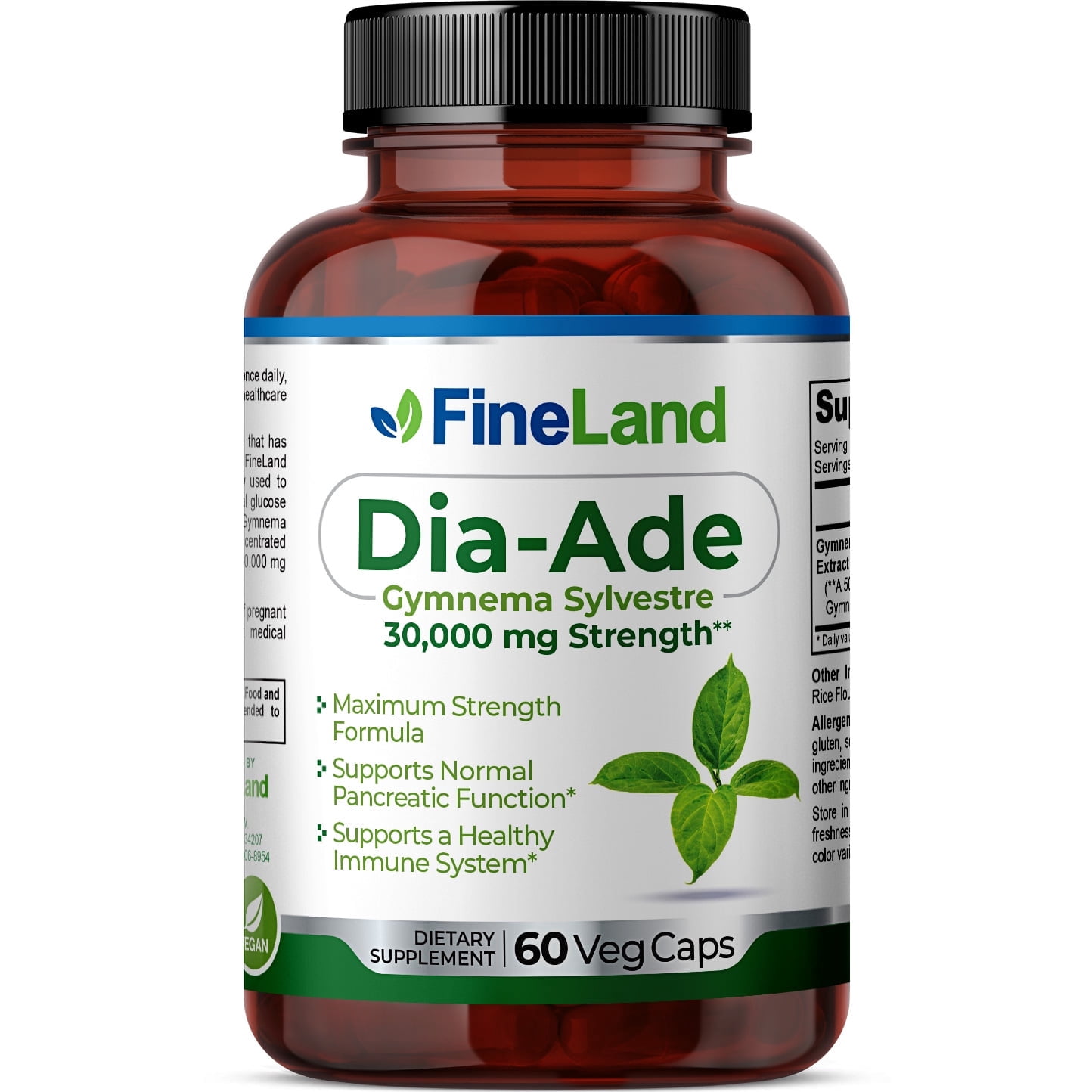 Fineland DIA-ADE Gymnema Sylvestre Capsules, 30,000mg Herb Equivalent ...