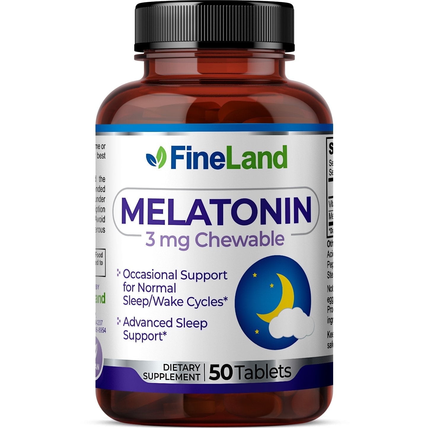 Fineland Melatonin 3mg Chewable Capsules for Normal Sleep/Wake Cycles ...
