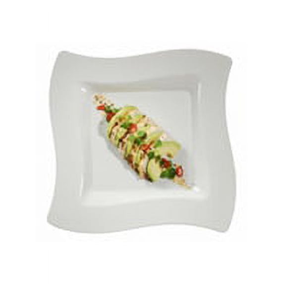 Fineline Setting Wavetrends Square White 10" Dinner Plastic Plates 10ct ...