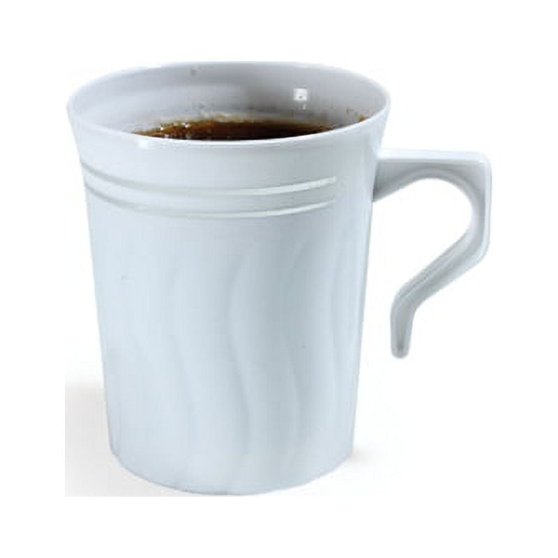 Fineline Settings Silver Splendor 8 Oz White Plastic Coffee Mug with ...