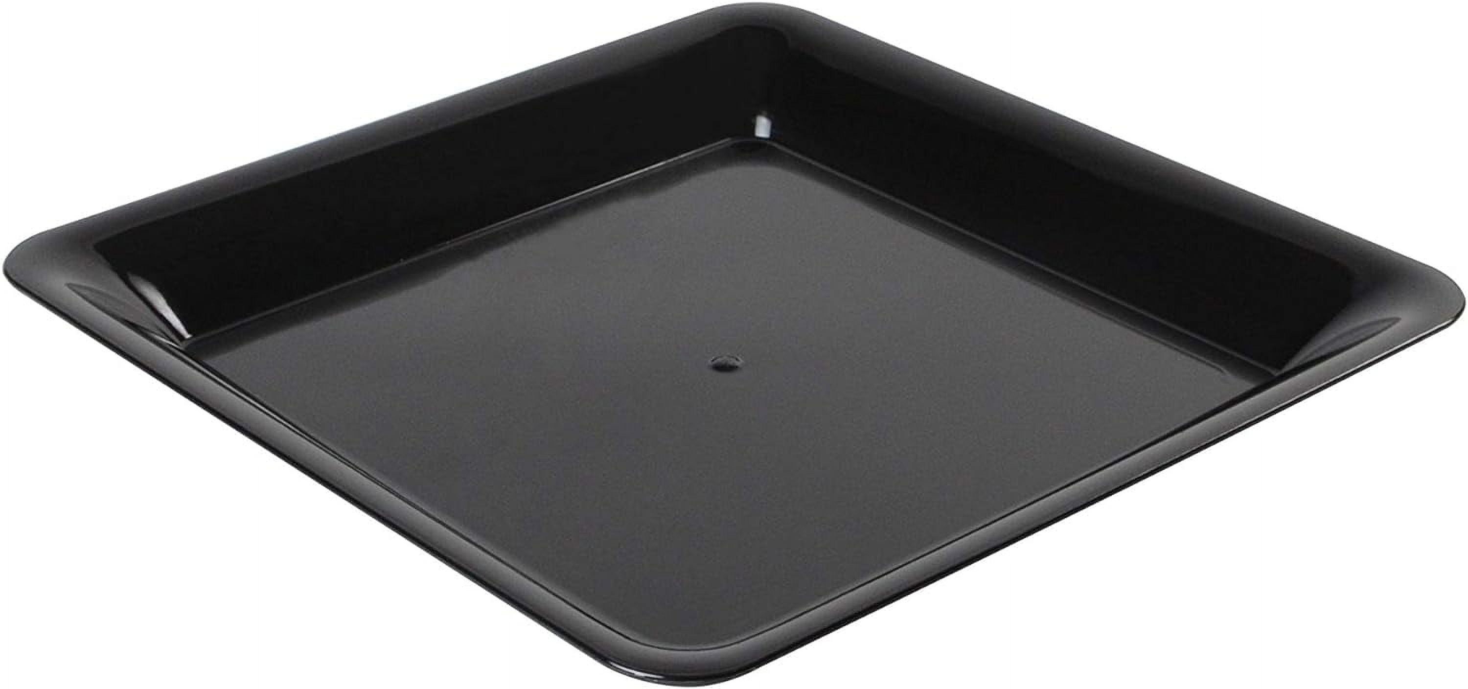 Fineline Square 16" Square Plastic Serving Tray, Black, Platter ...