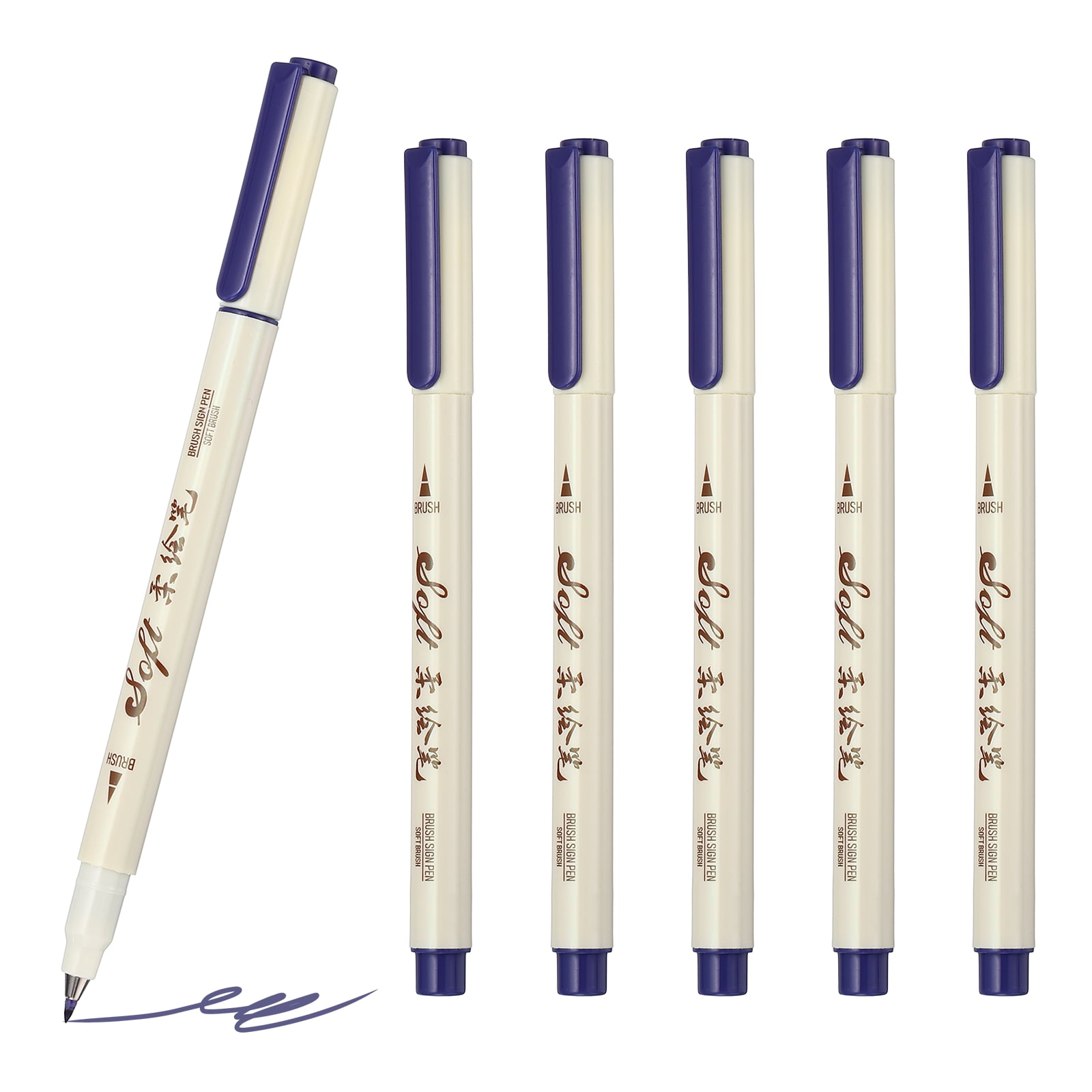 Fineliner Colored Pens, 6 Pcs Purple Felt Brush Tip Fineliner Marker ...