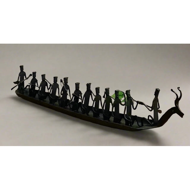 Finely handcrafted Bastar Pitva Art Wrought iron Kerala Boat showpiece ...