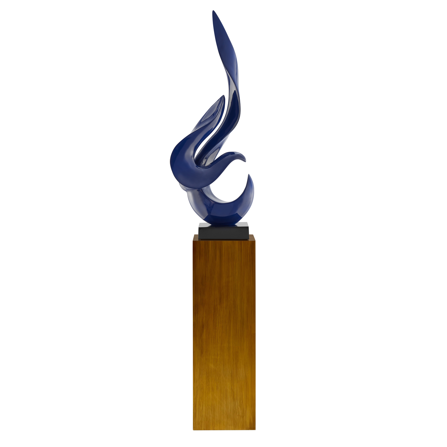 Finesse Decor Flame Floor Sculpture Navy Blue with Wood Stand Resin ...