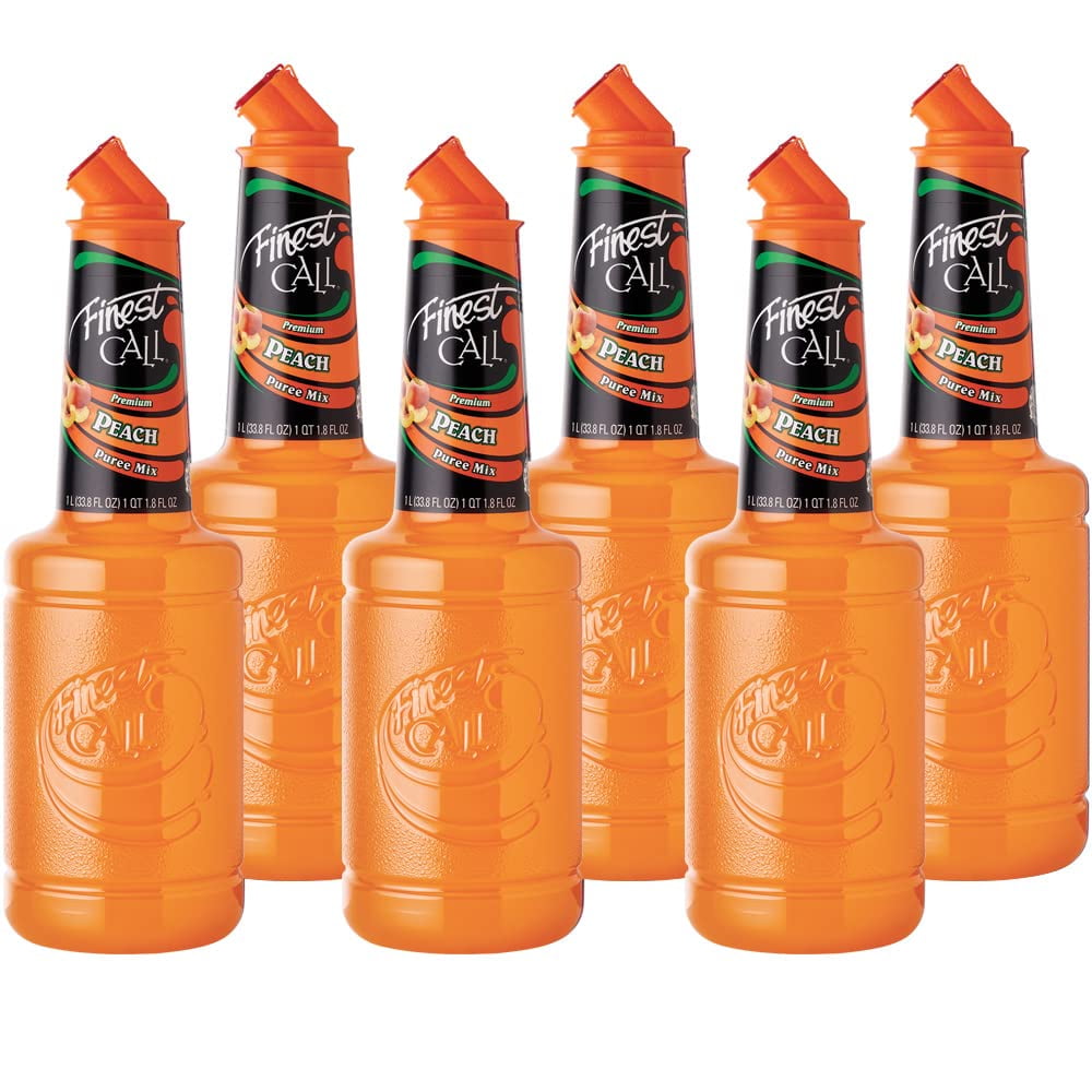 Finest Call Premium Peach Fruit Puree Drink Mix, 1 Liter Bottle (33.8 ...