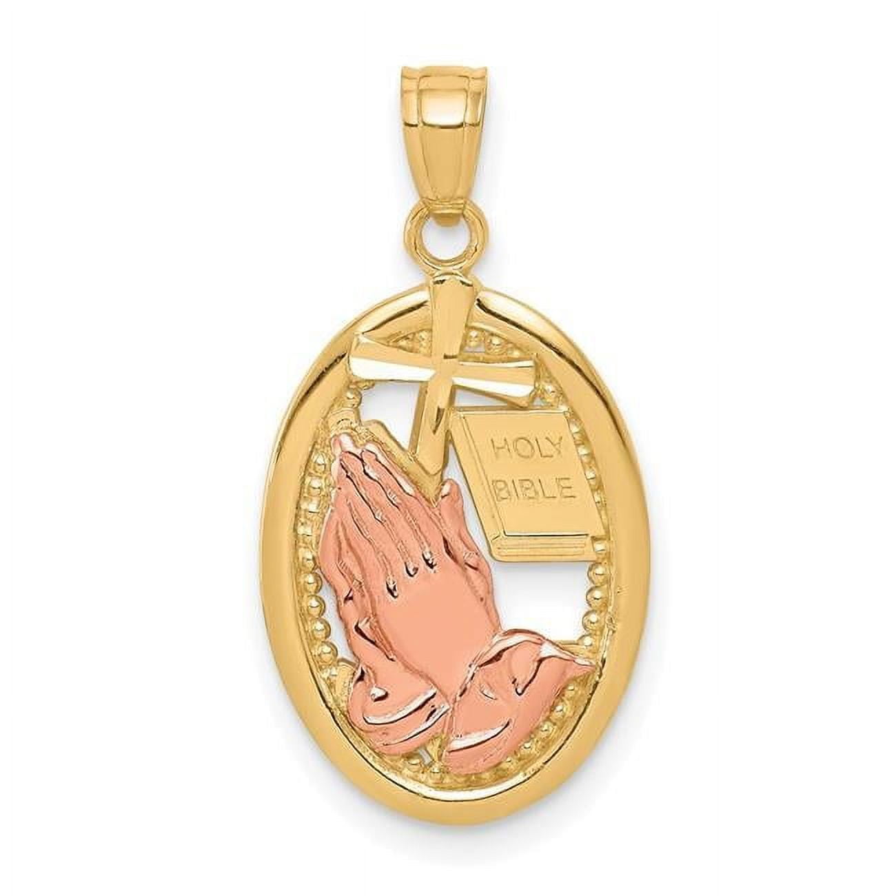 Finest Gold 10K Two-Tone Praying Hands Pendant - Walmart.com