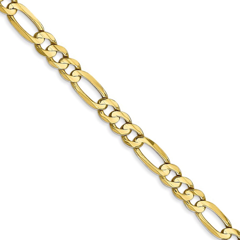 10k Yellow Gold Solid Concave Polished Light Figaro Chain Necklace 20 ...