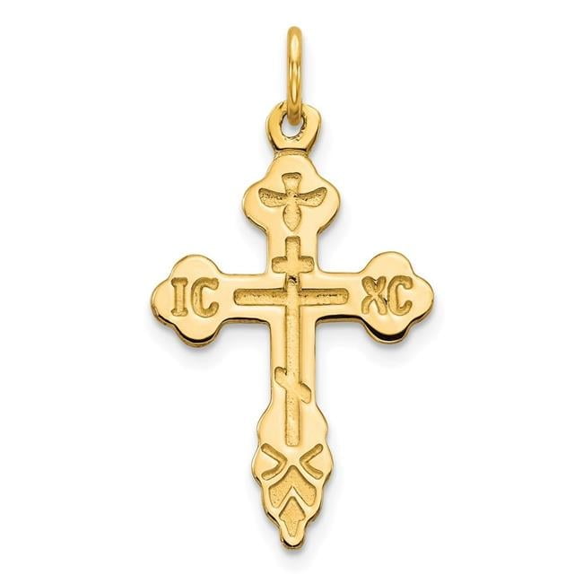 Finest Gold 10K Yellow Gold Eastern Orthodox Cross Charm - Walmart ...