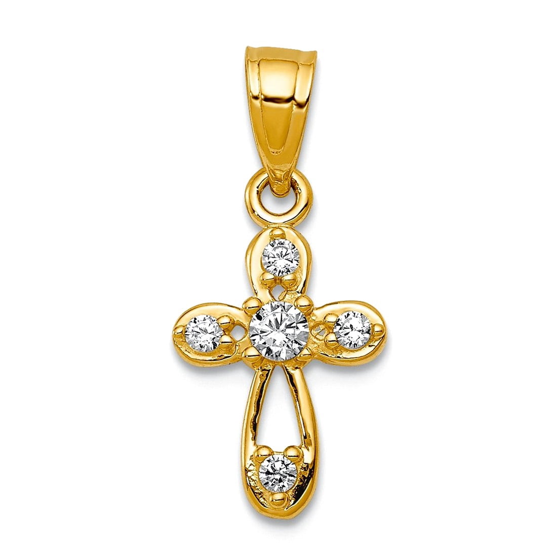 Finest Gold 10K Yellow Gold Small CZ Cross Pendant - Walmart.com