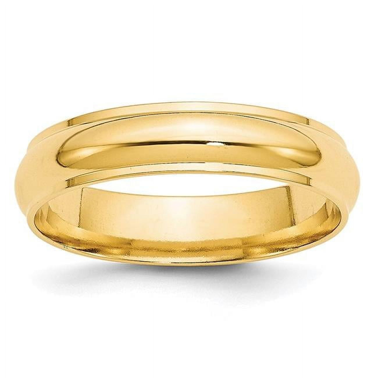 Finest Gold 10KY 5 mm Half Round with Edge Ring, Band Size 9 - Walmart.com