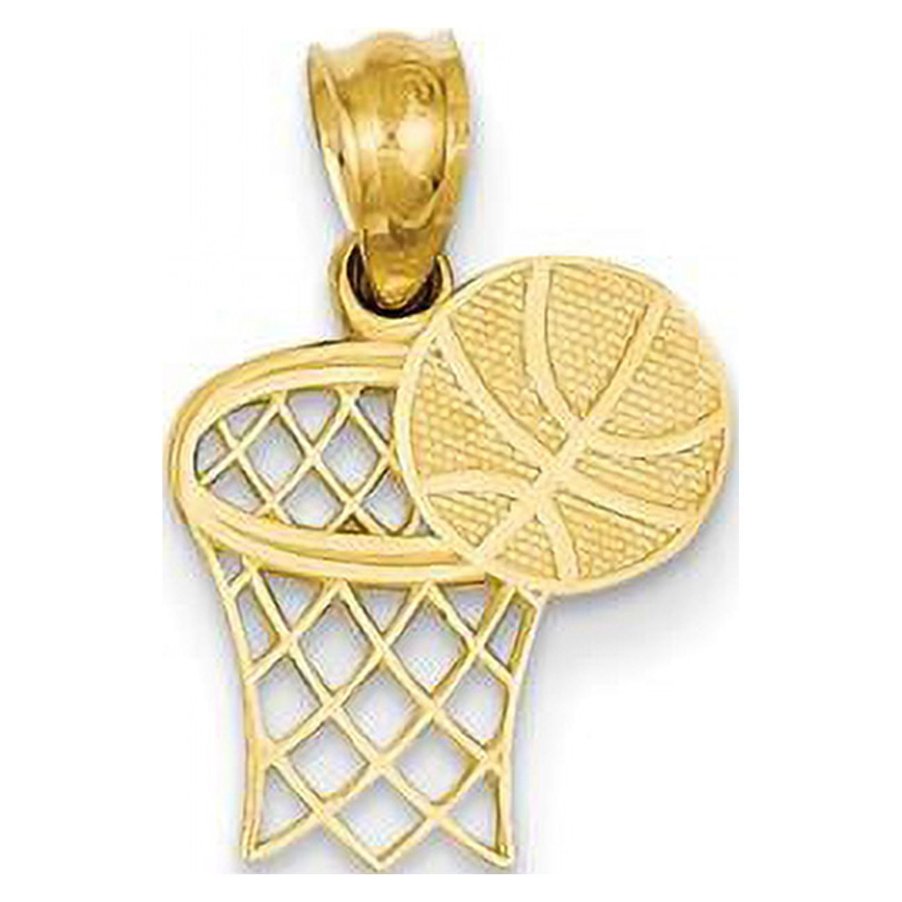 Gold Basketball Charm 10K Gold Basketball Hoop Charm Pendant - Solid ...