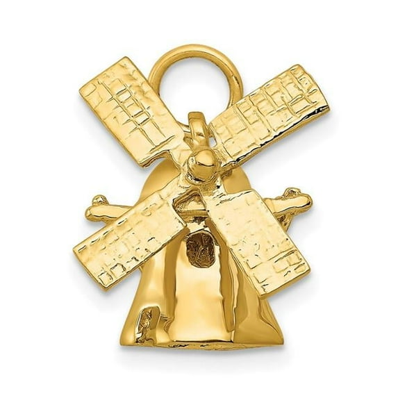 14k Yellow Gold Solid Polished Moveable Wind Mill Charm 18x13.25mm Wide ...